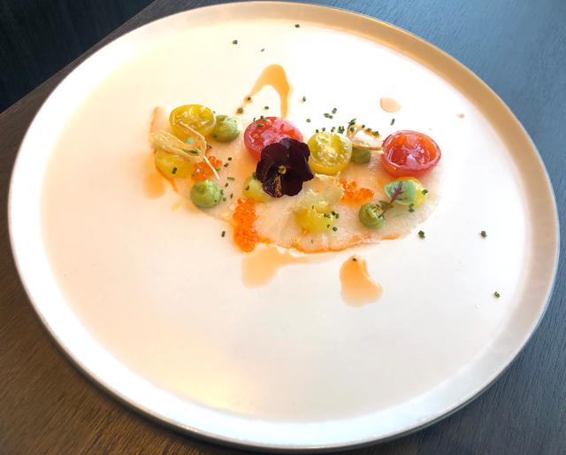 Red Prawn Carpaccio with Prawn Oil